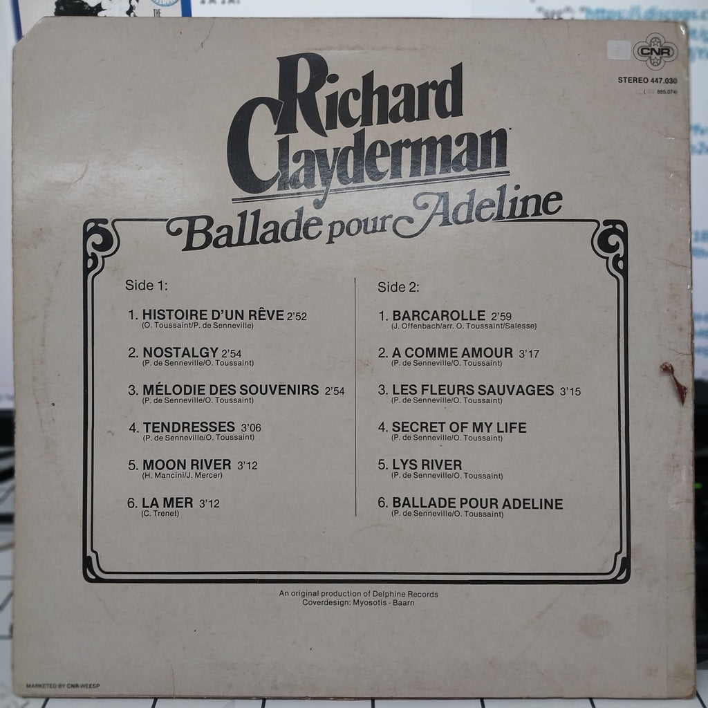 Buy Richard Clayderman - Ballade Pour Adeline | Musiccircle – MusicCircle