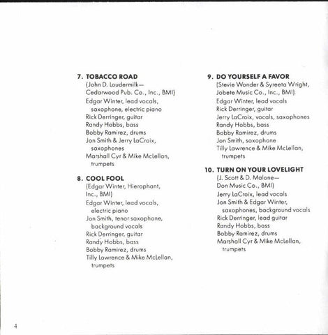 Edgar Winter's White Trash ,Featuring Jerry LaCroix, Rick Derringer ...